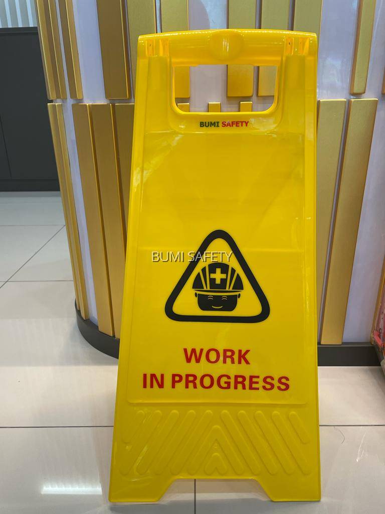 Yellow Foldable Signage Work In Progress