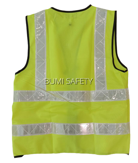 Safety Vest With Double Waist and Double Shoulder Reflector - Lime Green