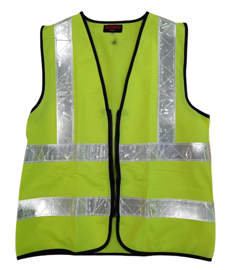 Safety Vest With Double Waist and Double Shoulder Reflector - Lime Green